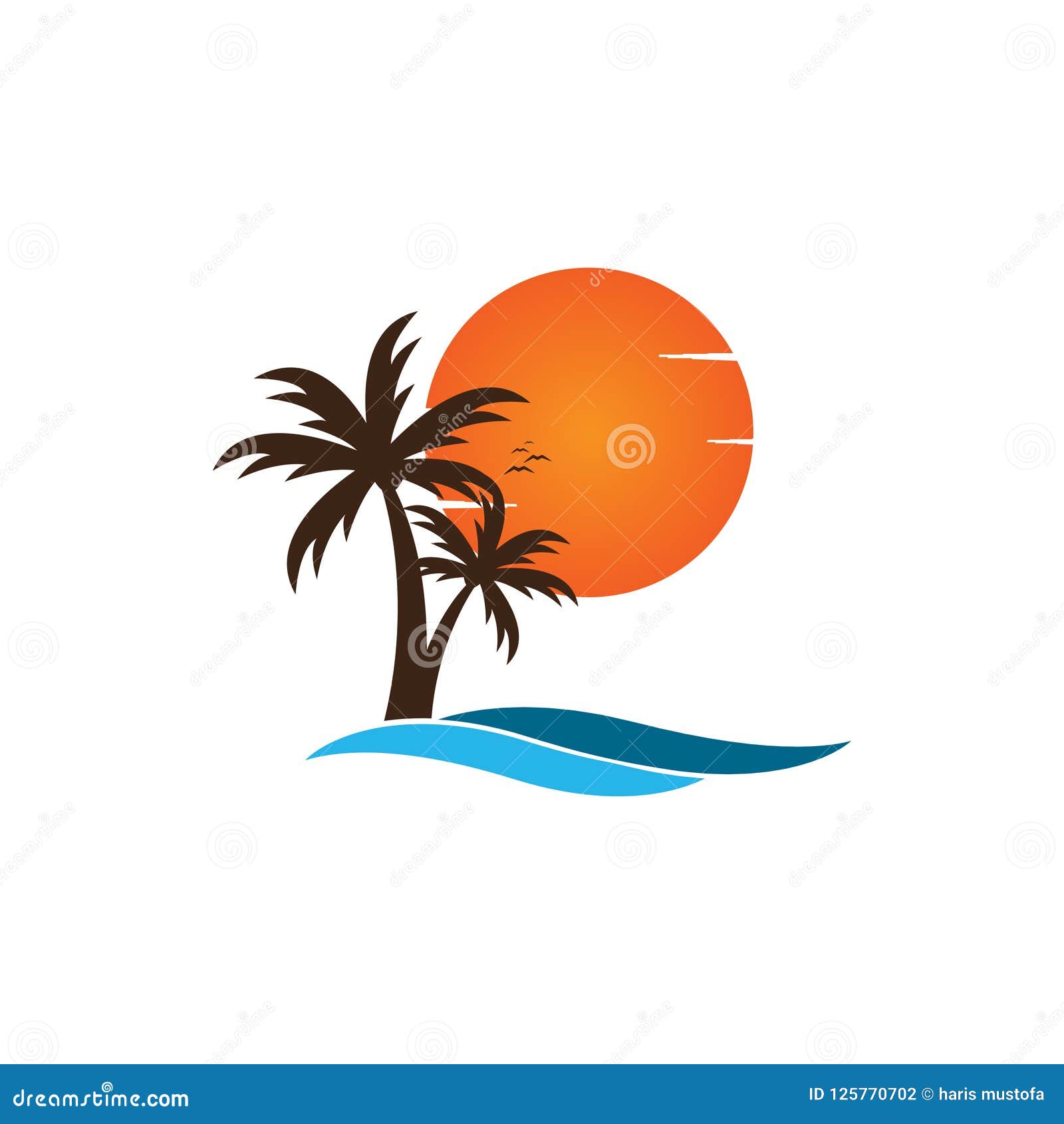 Palm Tree on a Beach Logo Design Template Stock Vector - Illustration ...