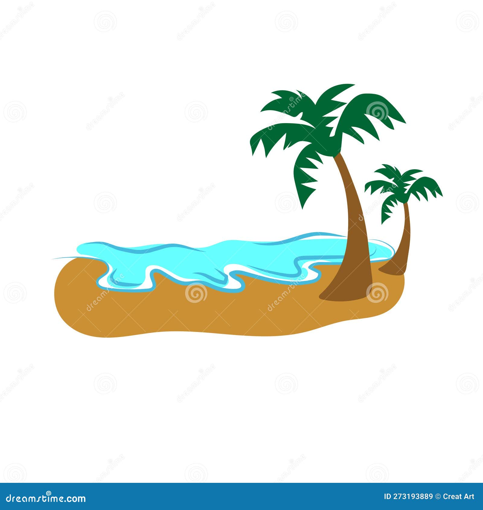 Palm Tree Beach Wave Illustration Vector Stock Vector - Illustration of ...
