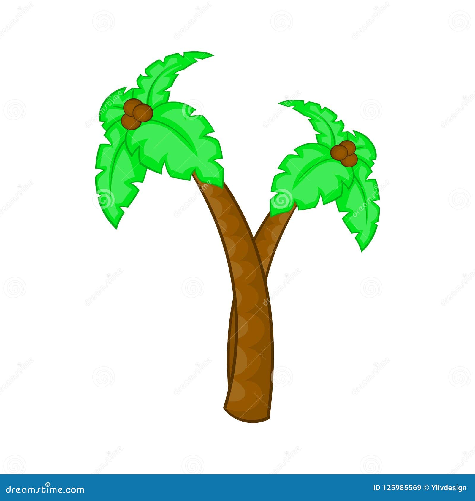Palm Tree with Coconuts Icon, Cartoon Style Stock Illustration ... Palm Tree with Coconuts Icon, Cartoon Style Stock Illustration ...