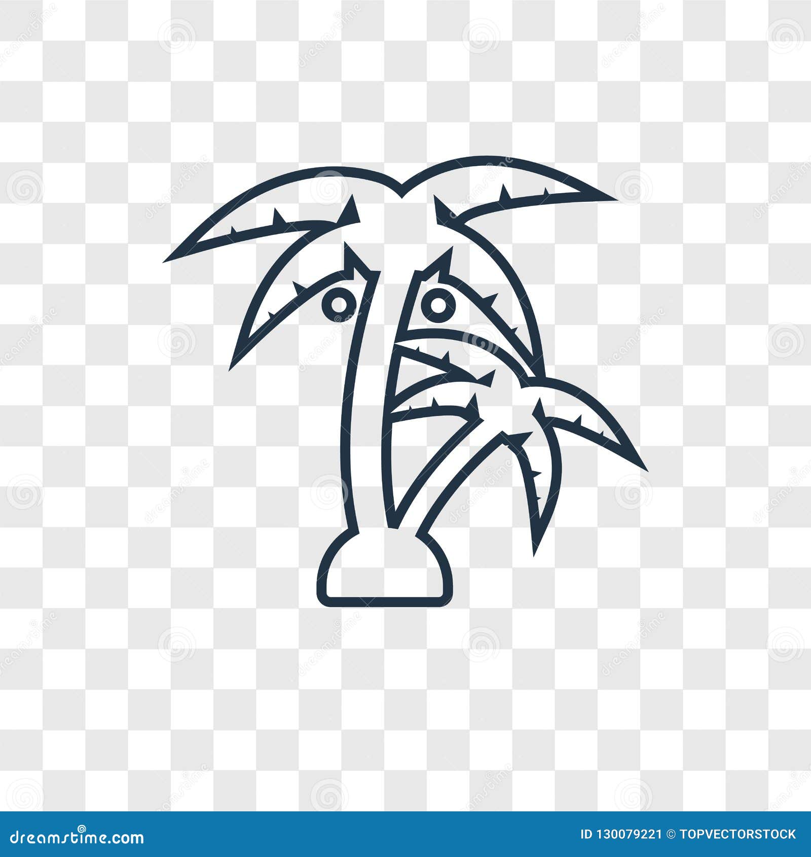 Palm Tree Concept Vector Linear Icon Isolated on Transparent Background ...