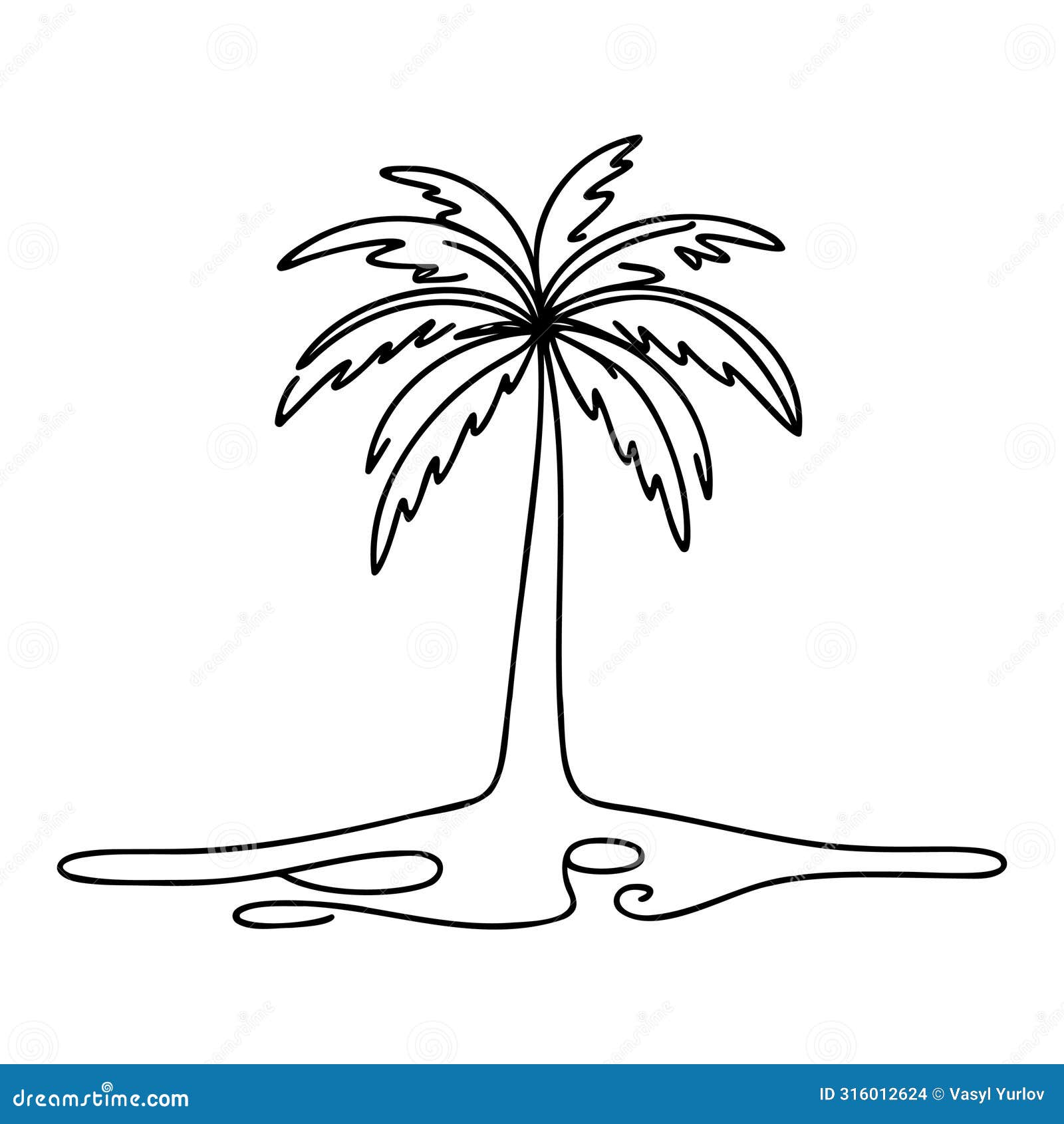 Palm Tree Continuous Line Drawing Natural Coconut Vector Illustration ...