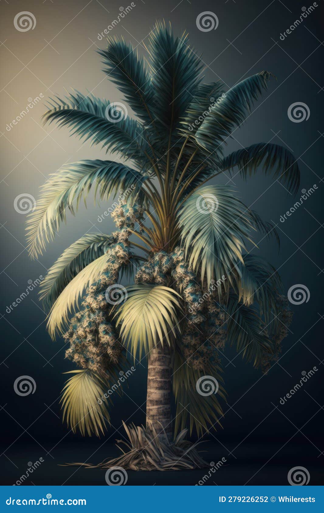 Palm Tree on a Dark Gradient Background Stock Photo - Image of ...
