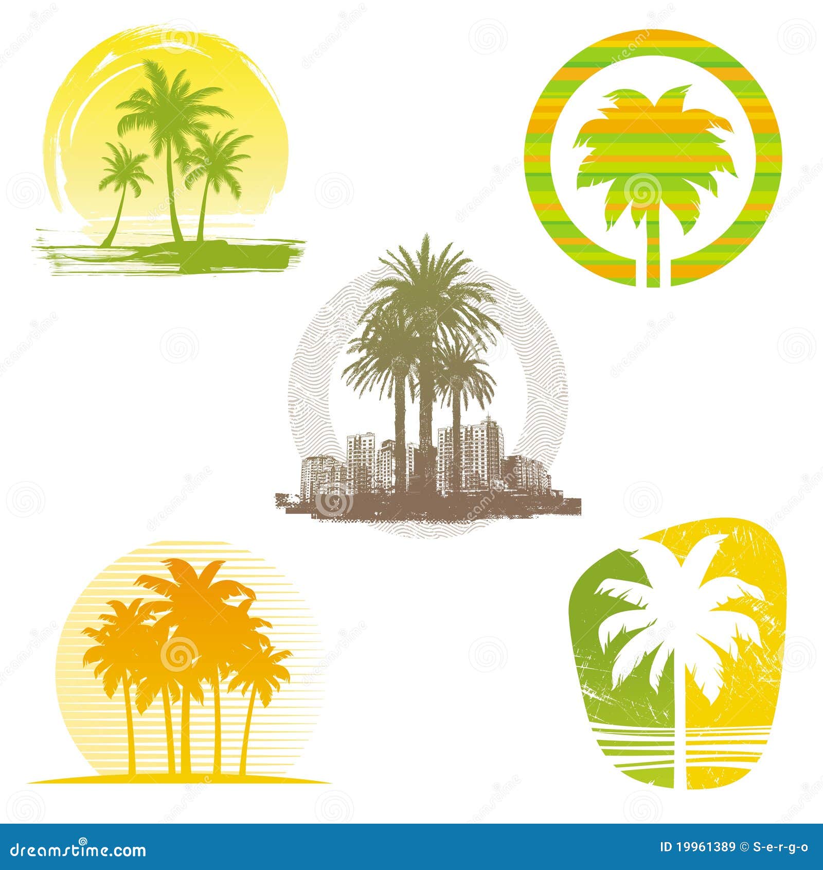 Palm Tree Emblems & Labels Stock Vector - Illustration of landscape ...