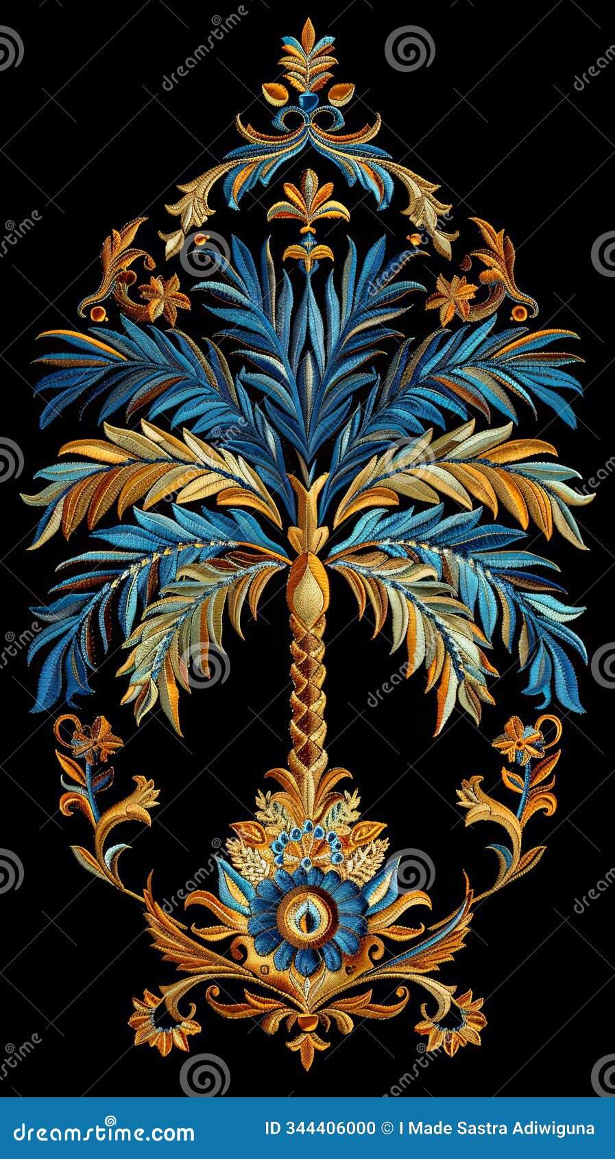 Palm Tree in Embroidered Arabesque Pattern, Traditional Islamic Pattern ...