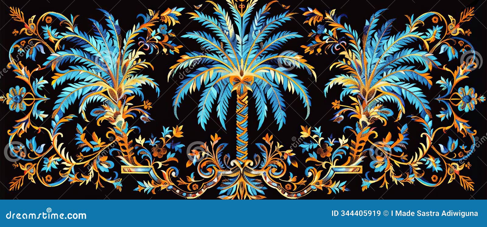 Palm Tree in Embroidered Arabesque Pattern, Traditional Islamic Art AI ...