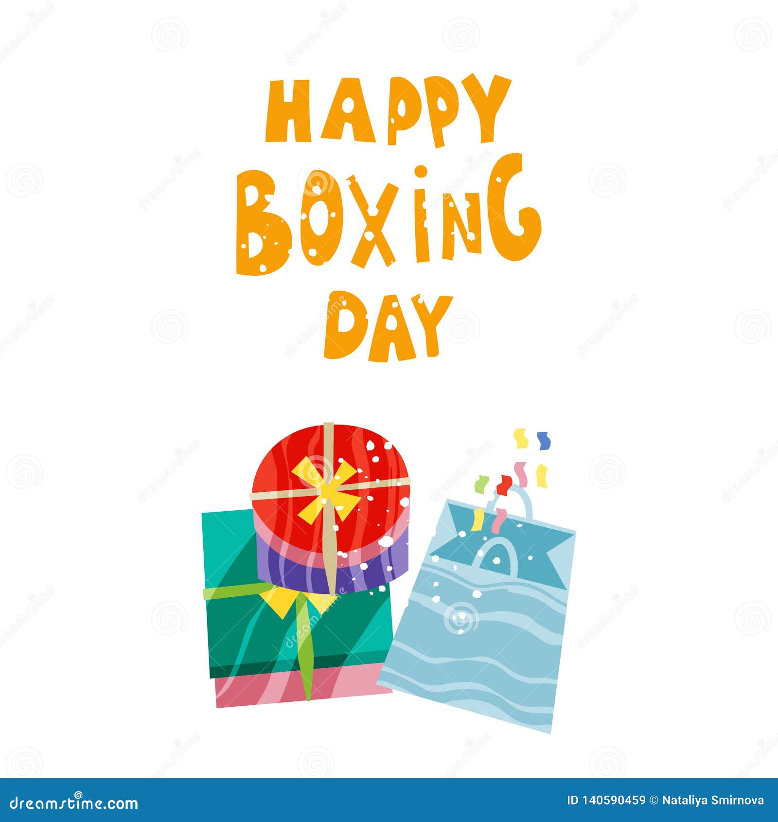 Palm Tree and Gifts in Boxes. Happy Boxing Day Concept in Flat Style ...