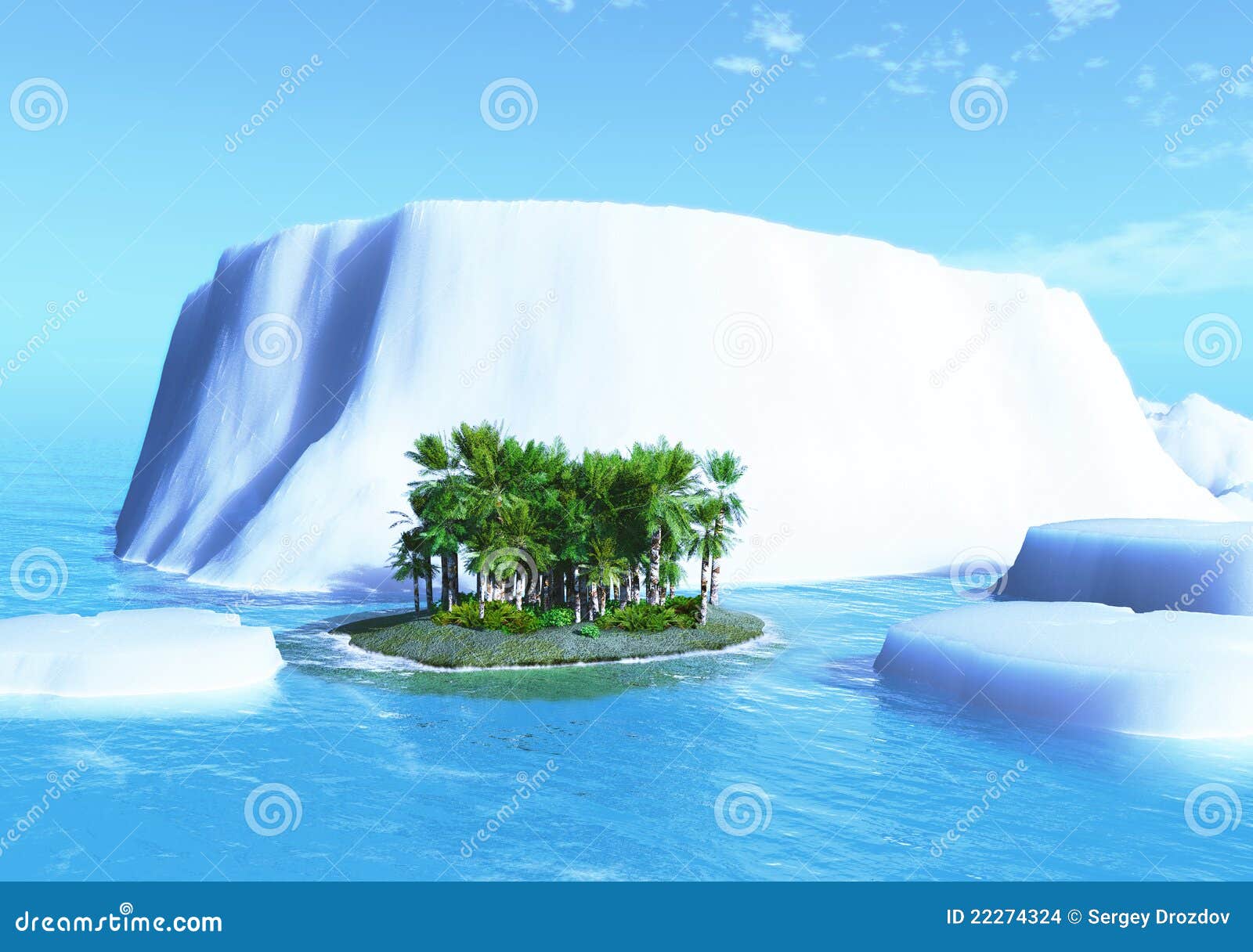 Palm tree and iceberg stock illustration. Illustration of clear - 22274324