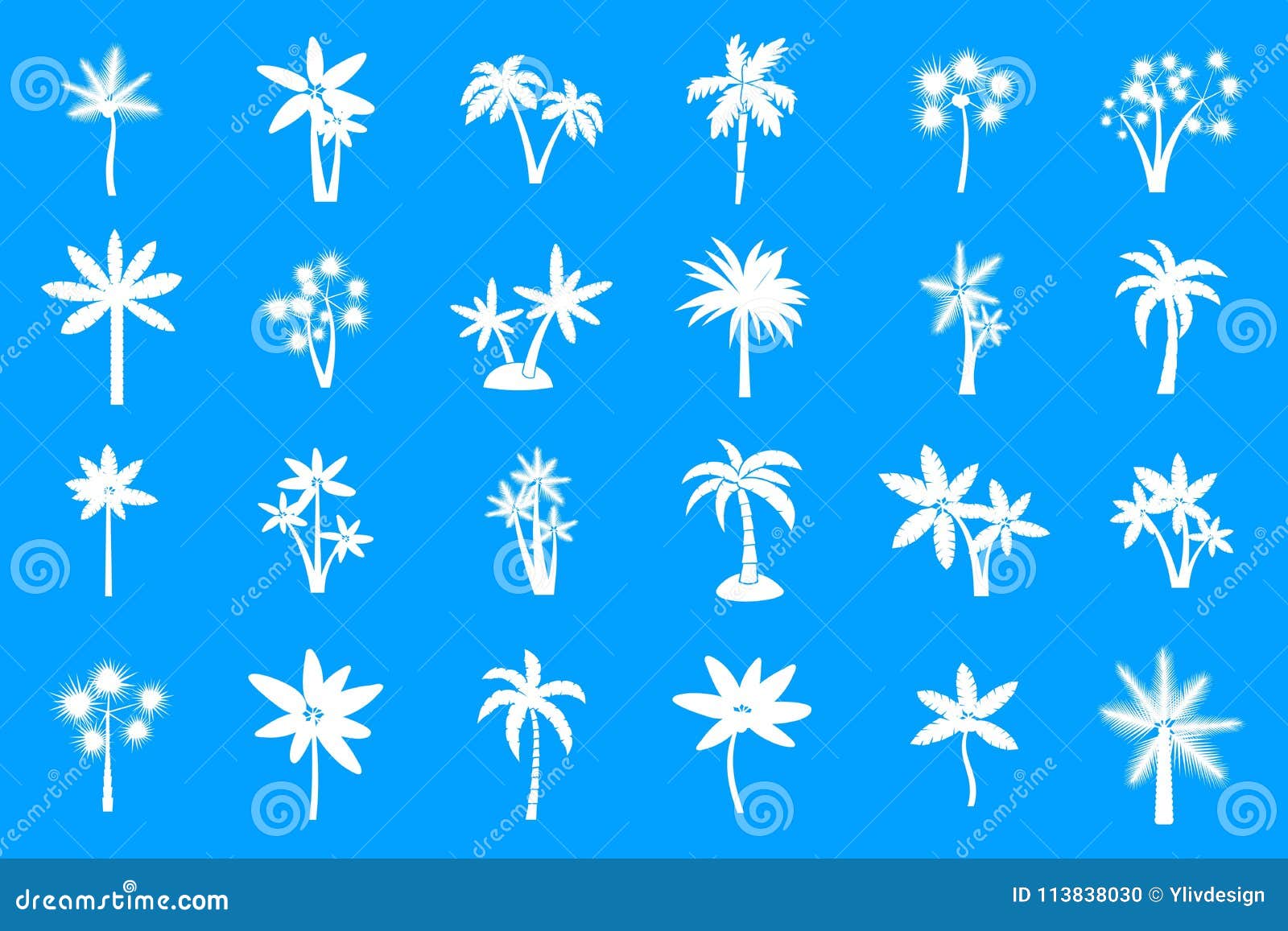 Palm Tree Icon Blue Set Vector Stock Vector - Illustration of botany ...