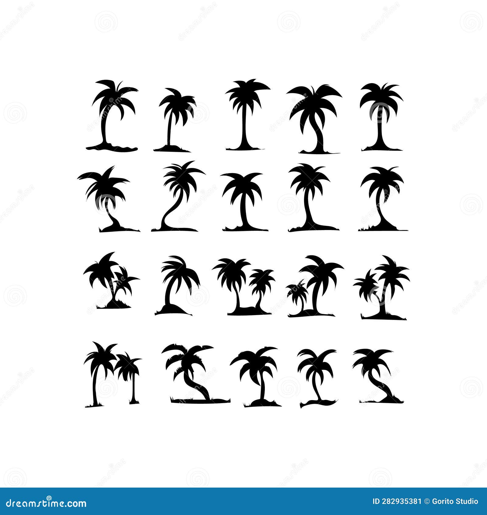 Palm Tree Icon Palms Tree Icons Stock Vector - Illustration of bird ...