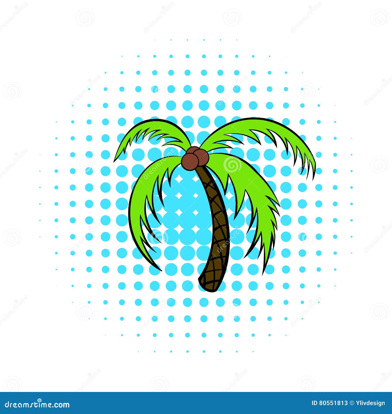 Palm Tree Icon, Pop-art Style Stock Vector - Illustration of holiday ...