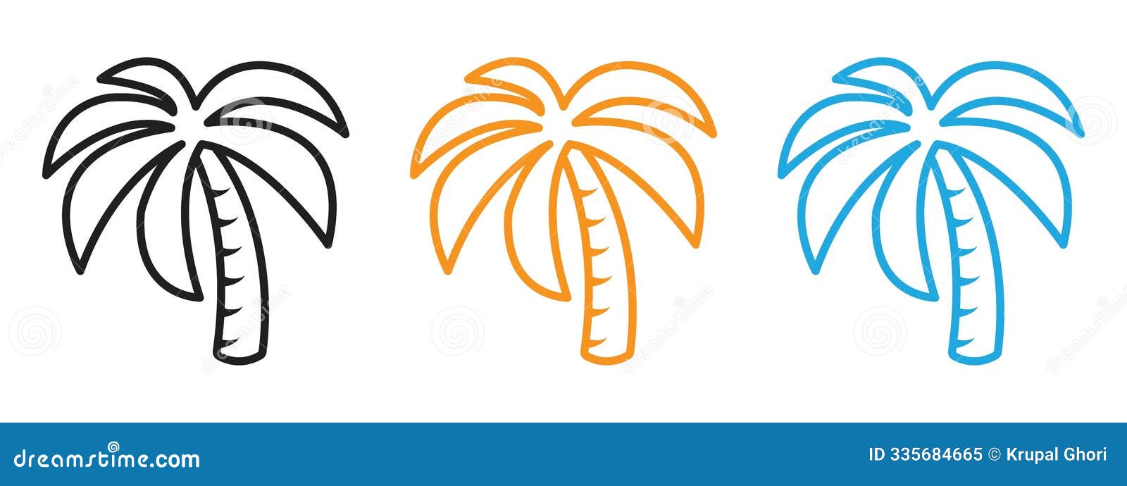 Palm Tree Icon Thin Line Illustration Set Stock Vector - Illustration ...