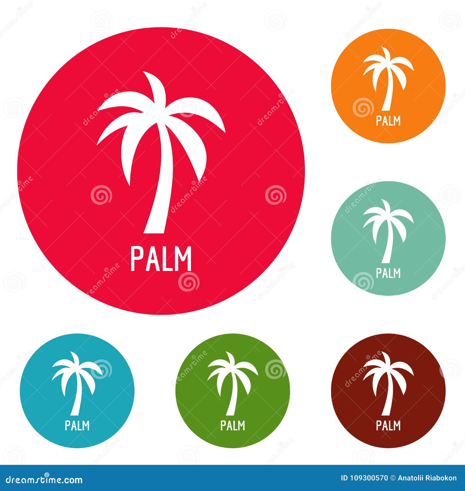 Palm Tree Icons Circle Set Vector Stock Vector - Illustration of ...
