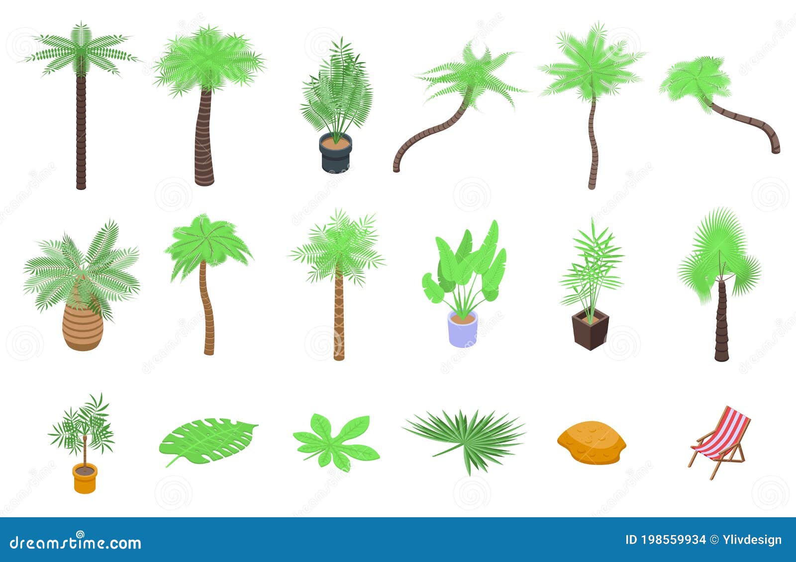 Palm Tree Icons Set, Isometric Style Stock Vector - Illustration of ... Palm Tree Icons Set, Isometric Style Stock Vector - Illustration of ...