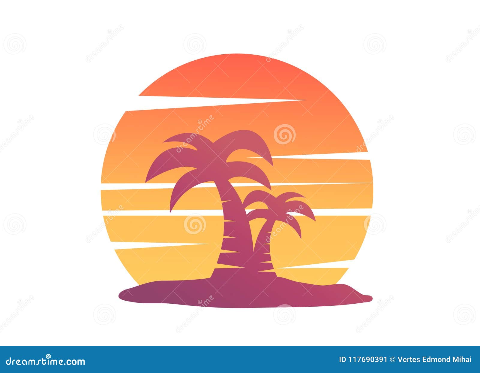 Palm tree image with sun stock vector. Illustration of vacation - 117690391