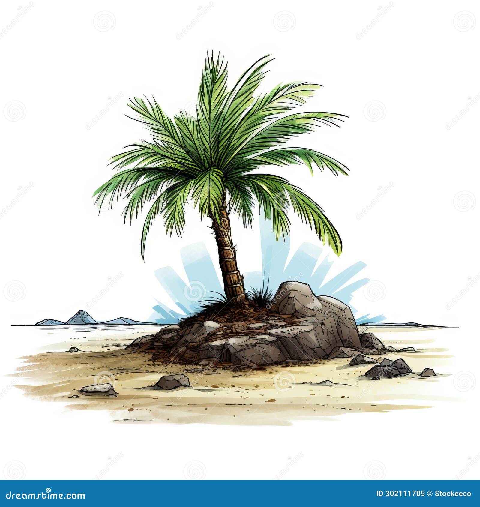 Vibrant Palm Tree in Desert: a Brian Kesinger Inspired Vector ...
