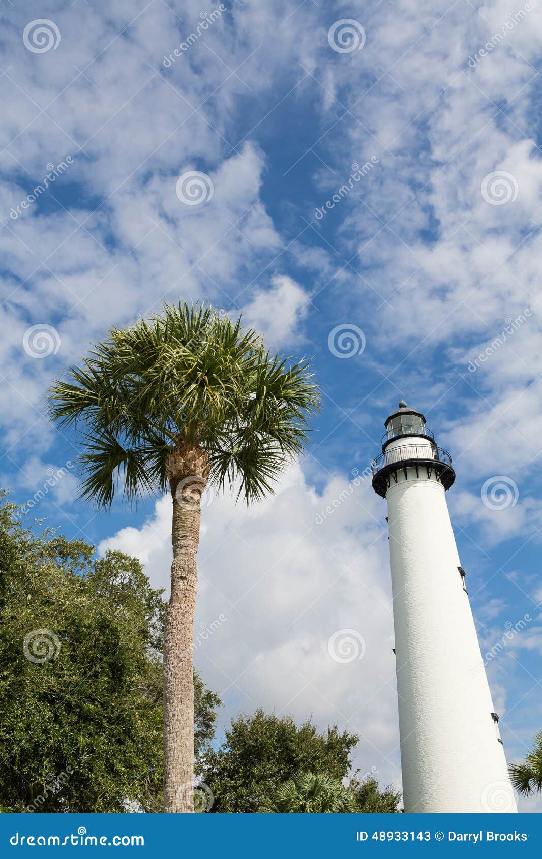 Palm Tree Lighthouse and Sky Stock Image - Image of landscape, white ...