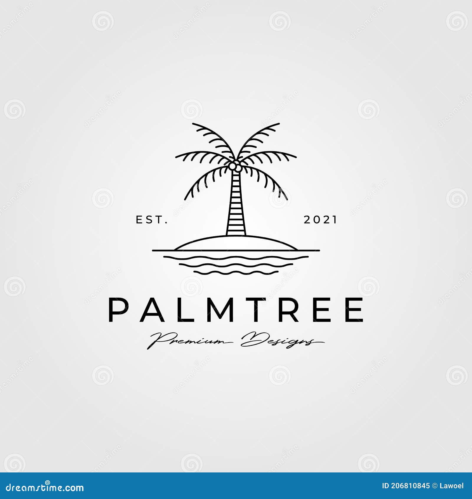 Palm Tree Line Art Logo Minimalist Vector Symbol Illustration Design ...