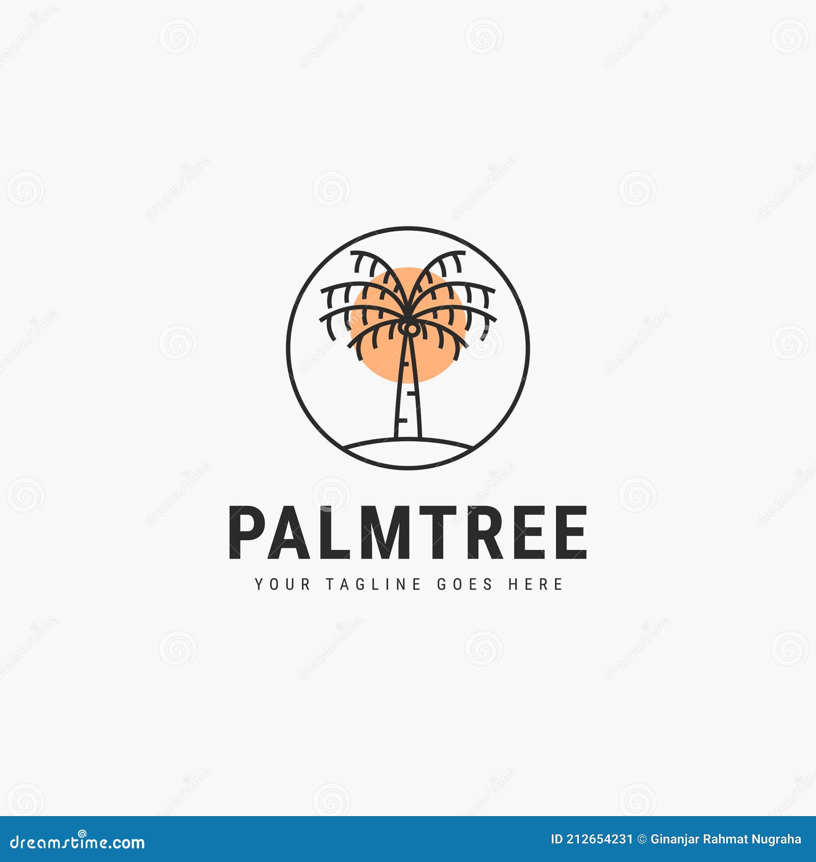 Palm Tree Line Art Logo Vector Illustration Design Stock Vector ...