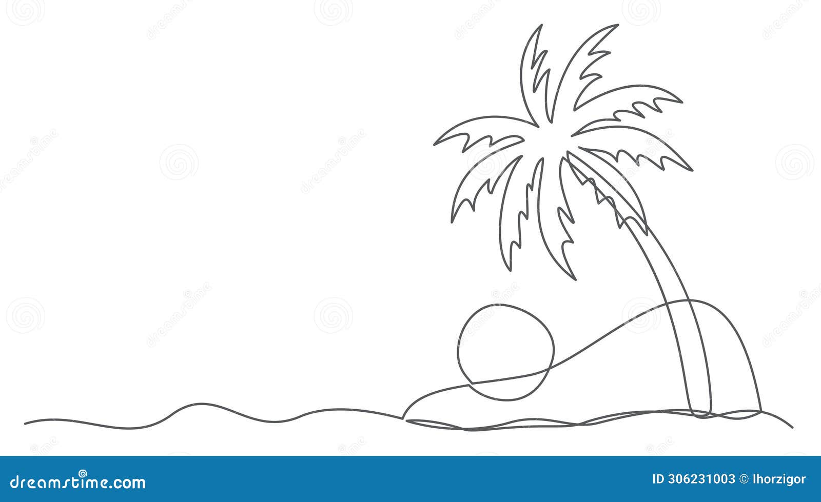 Palm Tree One Line Drawing Isolated on White Background Stock ...