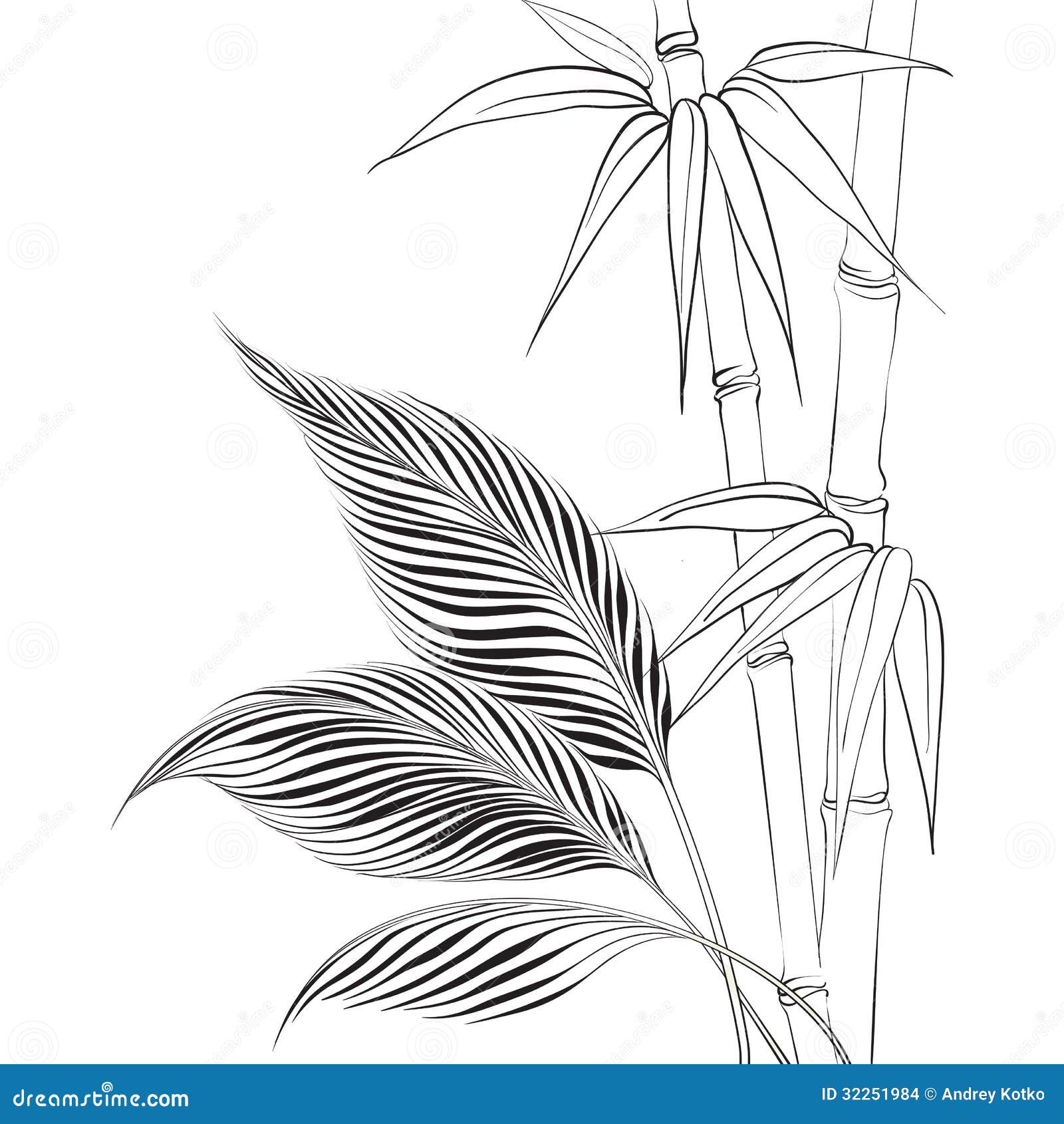 Palm Tree Over Bamboo Forest. Stock Vector - Illustration of life ...
