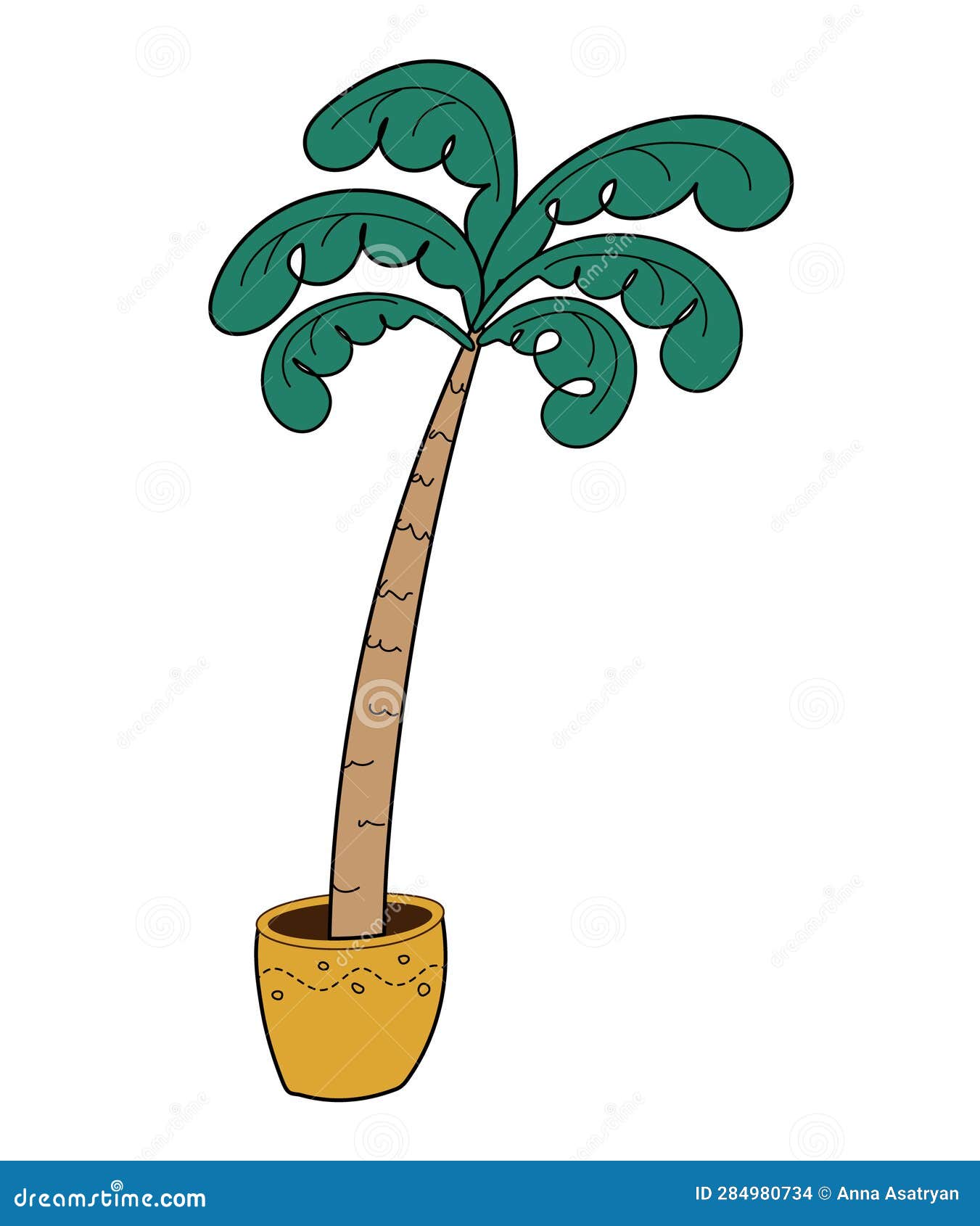 Palm Tree Plant in a Pot on a White Background Stock Vector ...