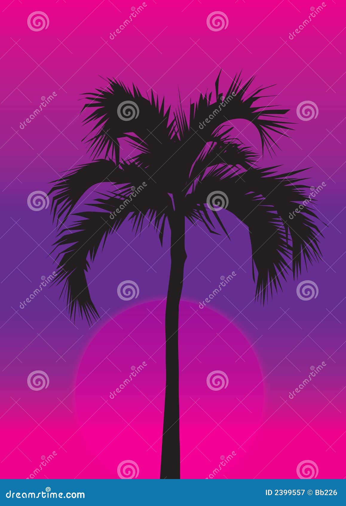 Palm Tree At Purple Sunset Royalty Free Stock Photography - Image: 2399557