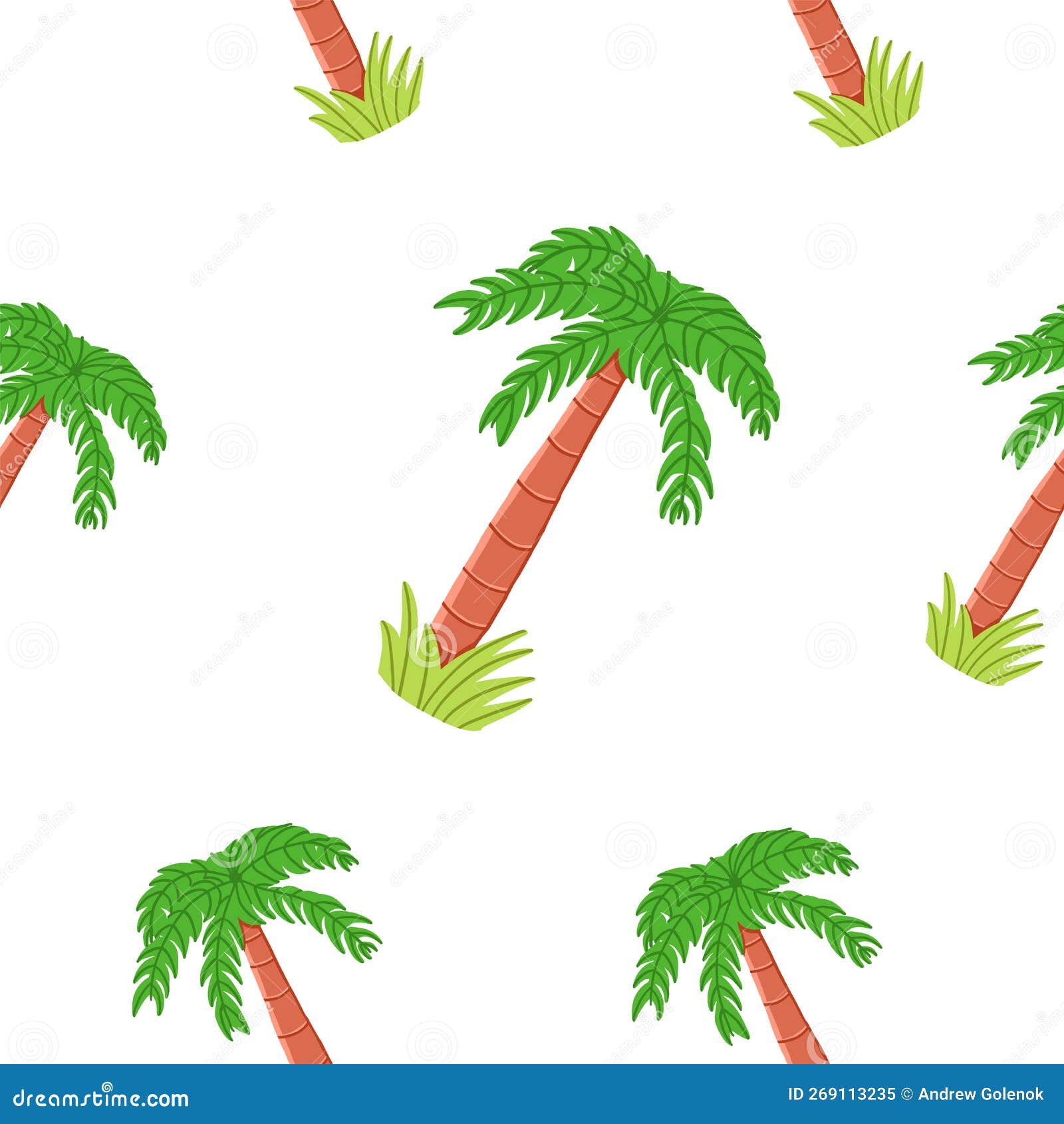Palm Tree Seamless Pattern in Cartoon Flat Style Stock Vector ...
