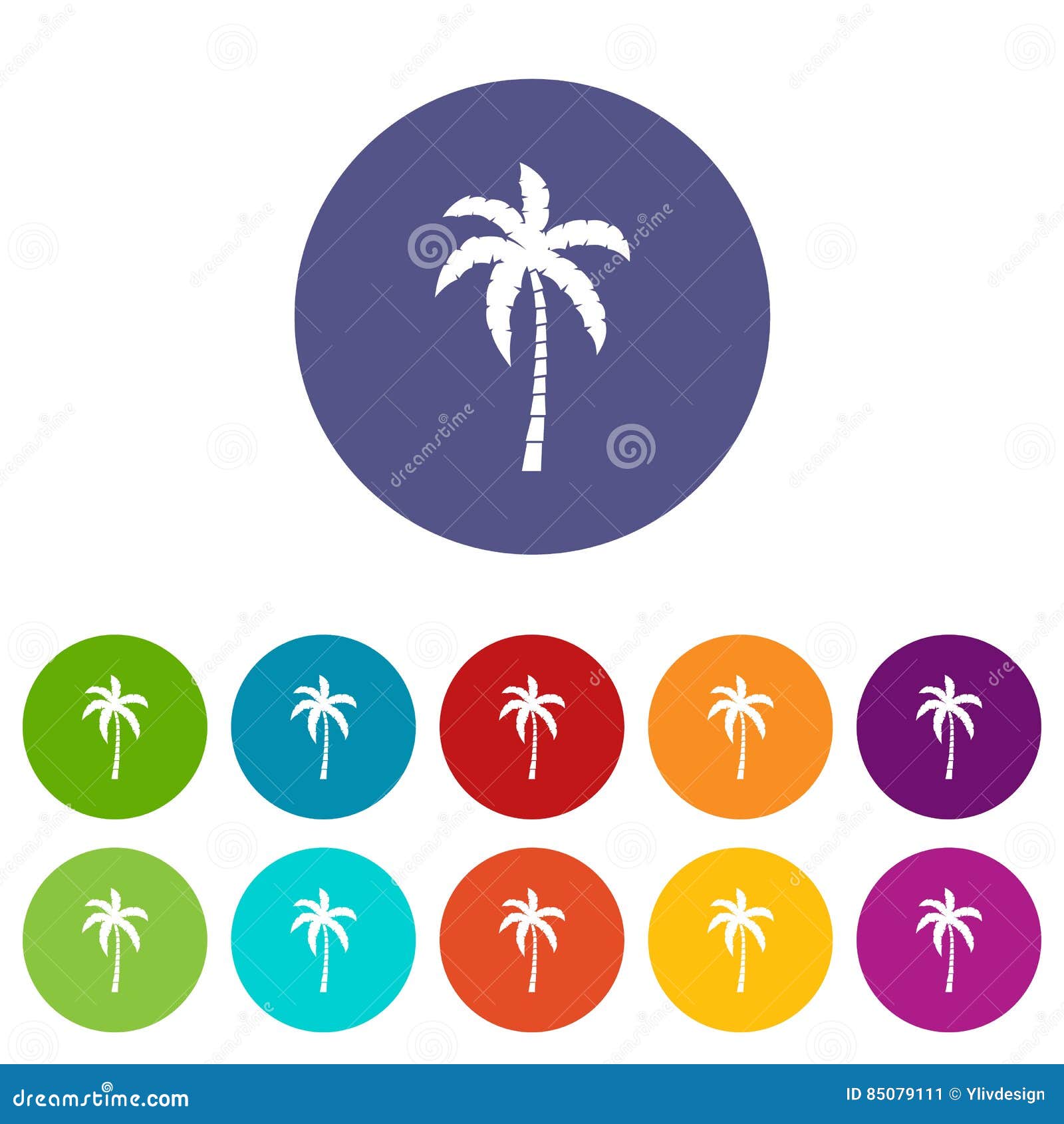Palm tree set icons stock vector. Illustration of floral - 85079111