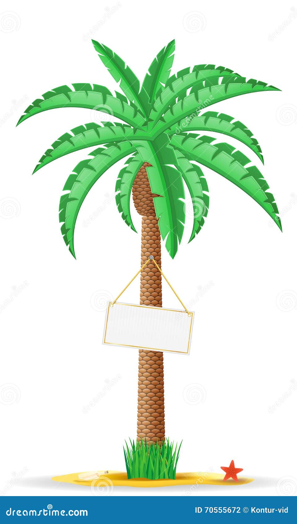 Palm Tree with a Sign Vector Illustration Stock Vector - Illustration ...