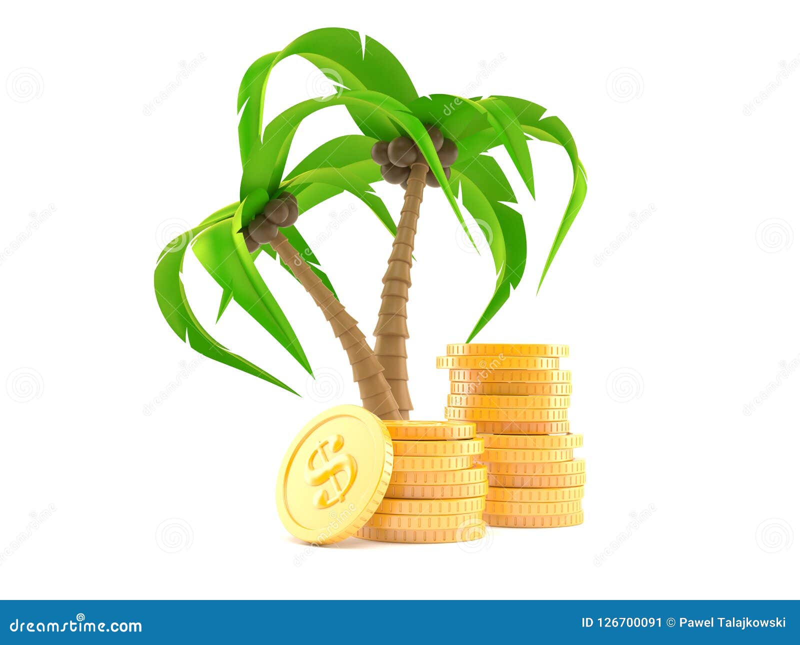 Palm Tree with Stack of Coins Stock Illustration - Illustration of ...