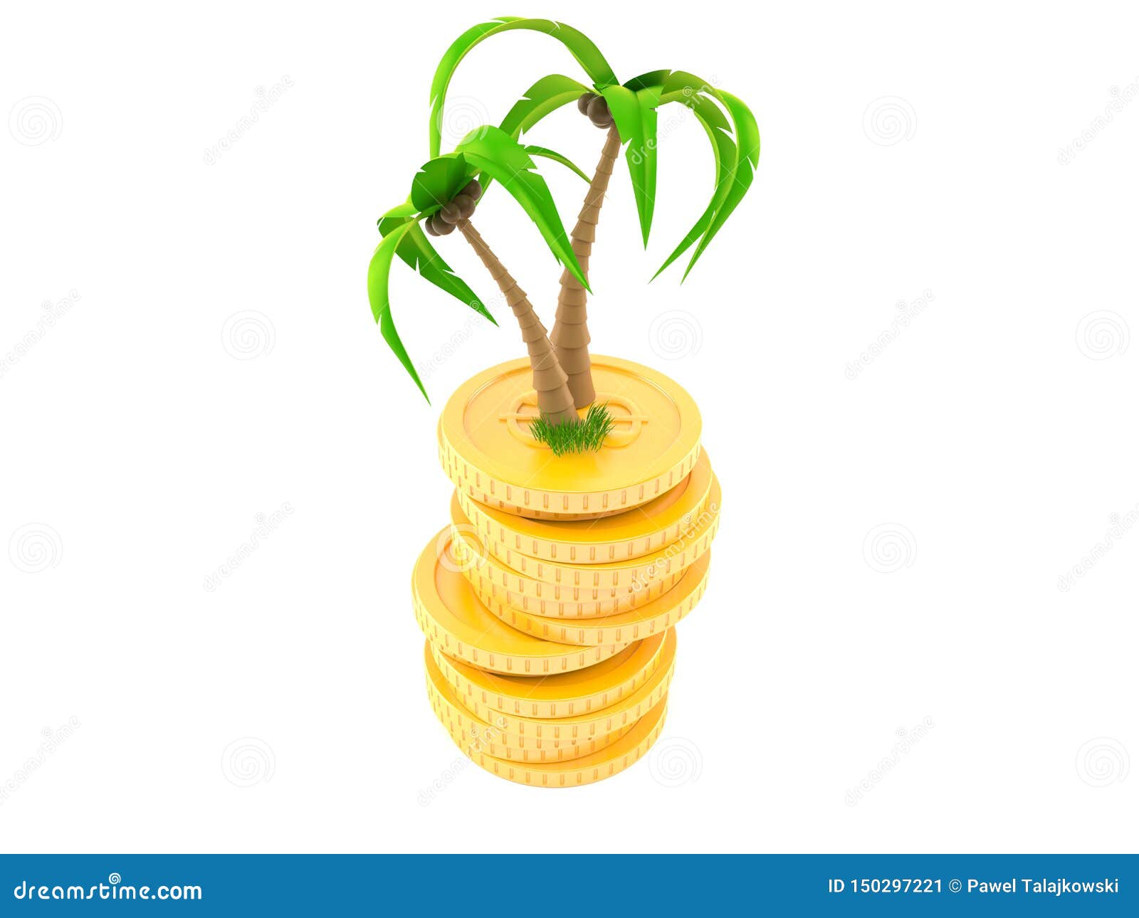 Palm Tree with Stack of Coins Stock Illustration - Illustration of ...