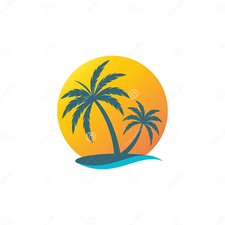 Palm tree summe stock vector. Illustration of silhouette - 209868802