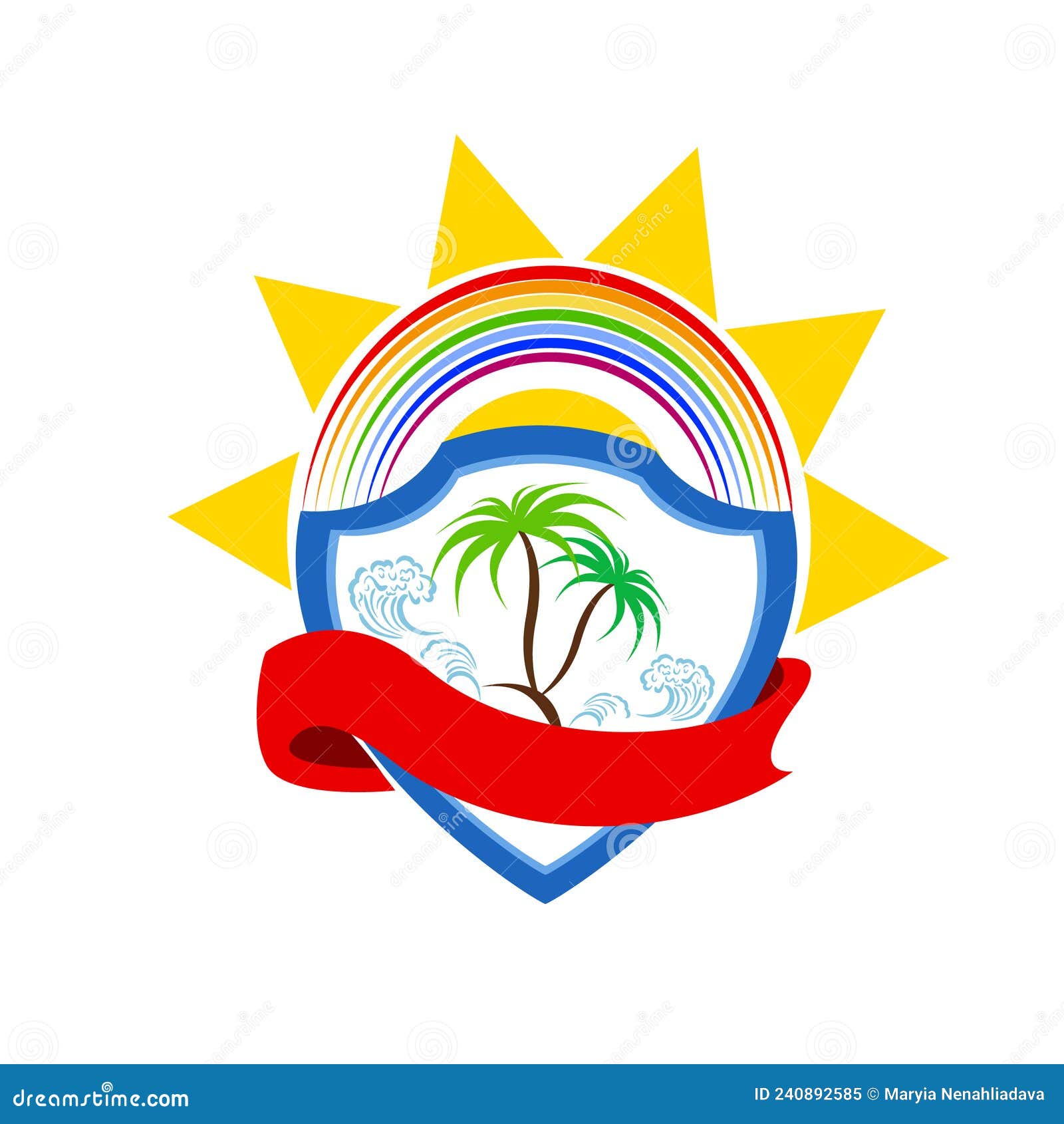 Palm Tree and Sun Logo. Vector Illustration Stock Vector - Illustration ...