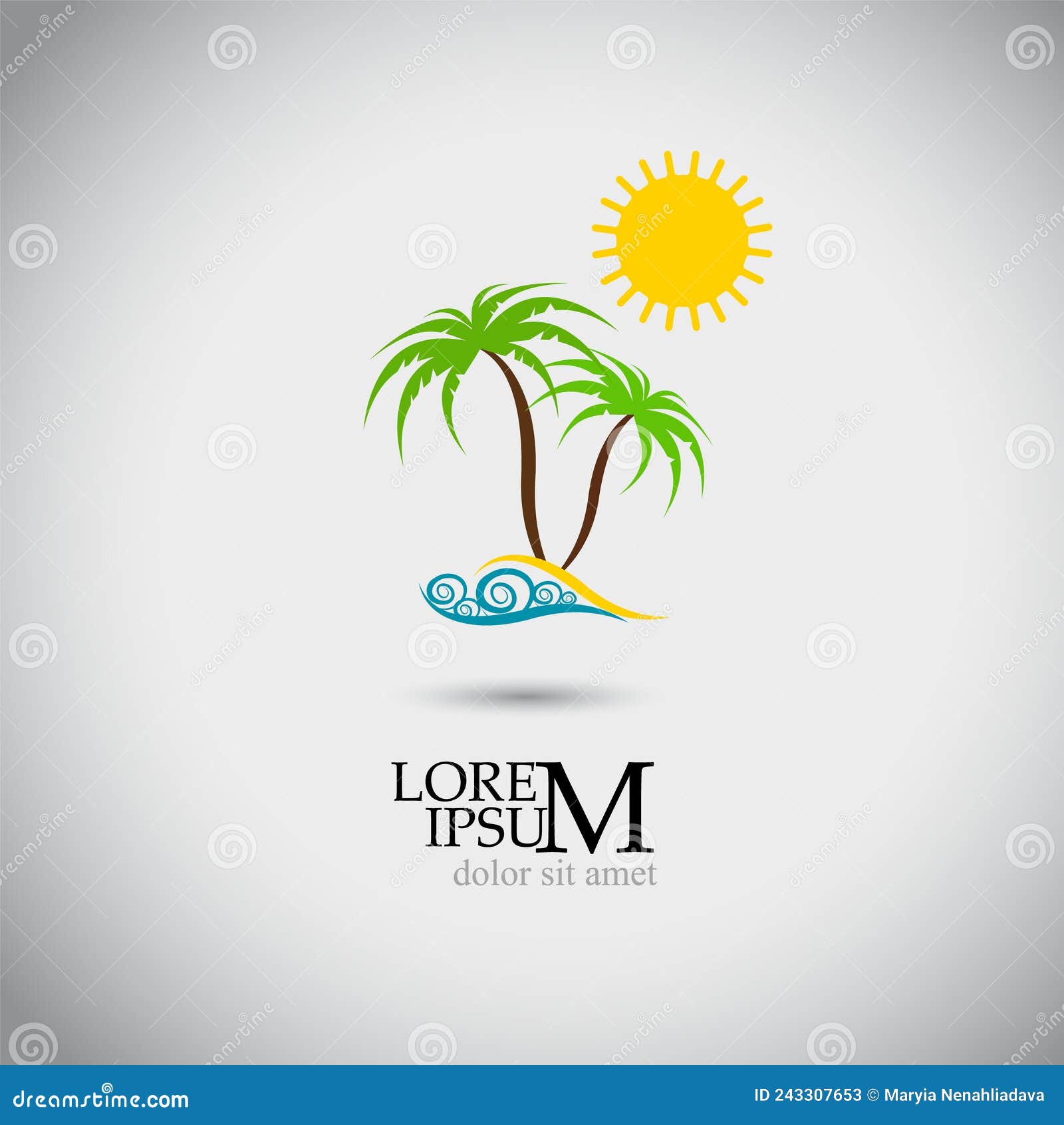 Palm Tree and Sun Logo. Vector Illustration Stock Vector - Illustration ...