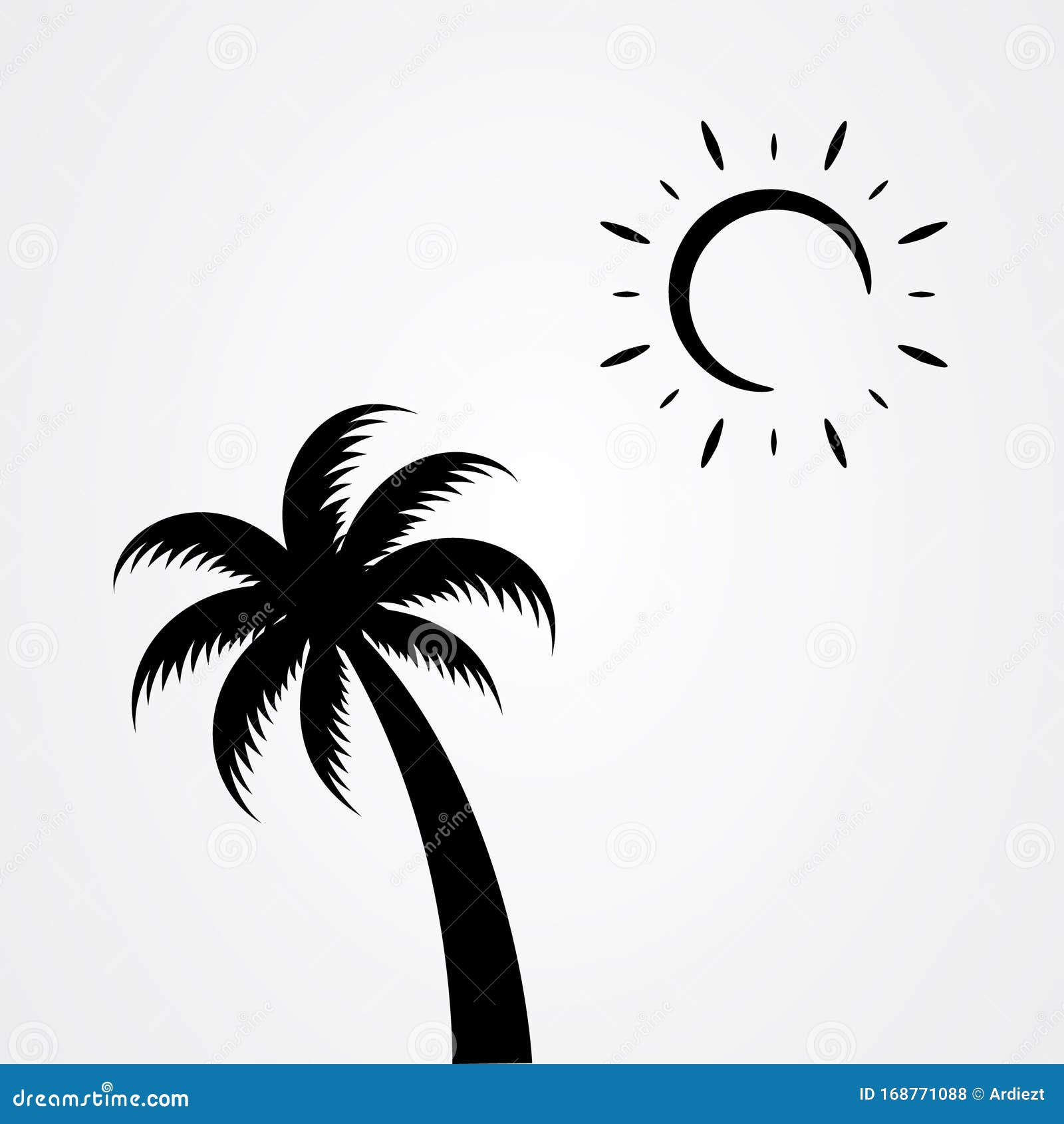 Palm Tree and the Sun Vector Illustration Stock Vector - Illustration ...