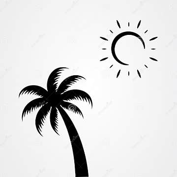 Palm Tree and the Sun Vector Illustration Stock Vector - Illustration ...