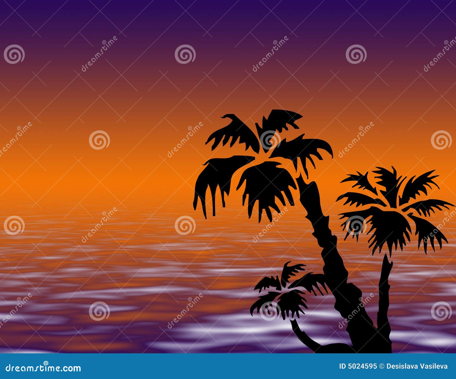 Palm tree on sunset stock illustration. Illustration of pattern - 5024595