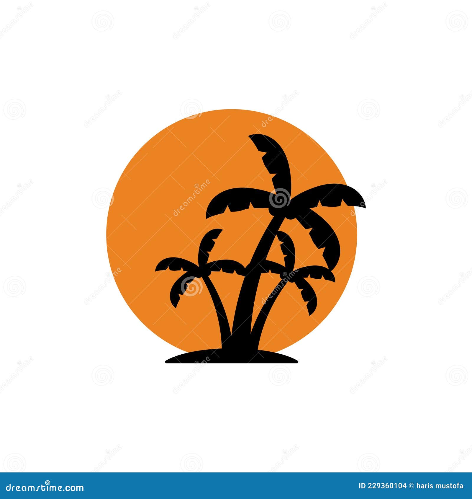 Palm Tree Sunset Icon Design Template Isolated Stock Vector ...