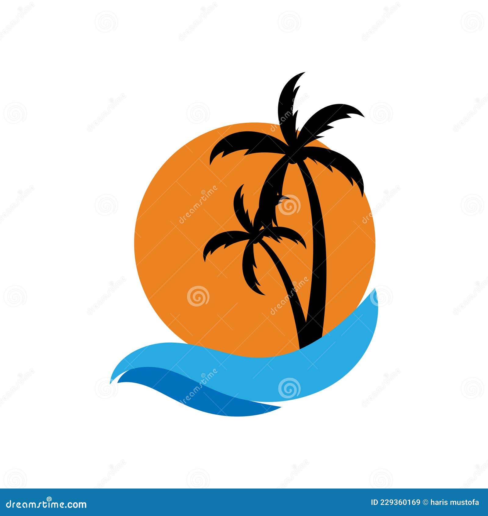 Palm Tree Sunset Icon Design Template Isolated Stock Vector ...