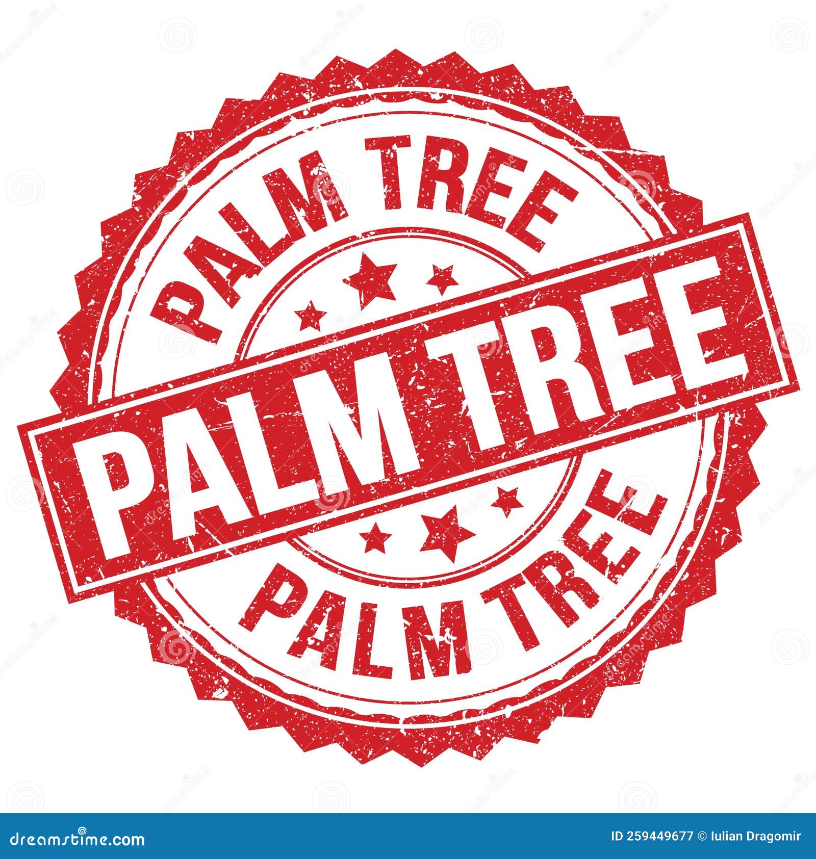 PALM TREE Text on Red Round Stamp Sign Stock Illustration ...