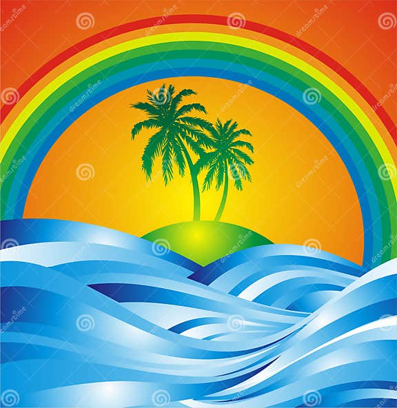 Palm tree and wave stock vector. Illustration of effect - 2655422
