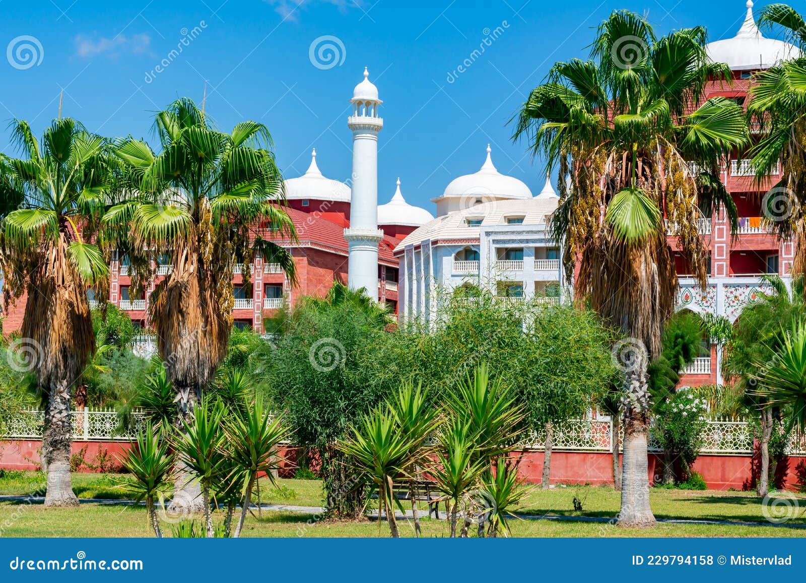 Palm Trees Along Beach Promenade in Side, Turkey Stock Photo - Image of ...