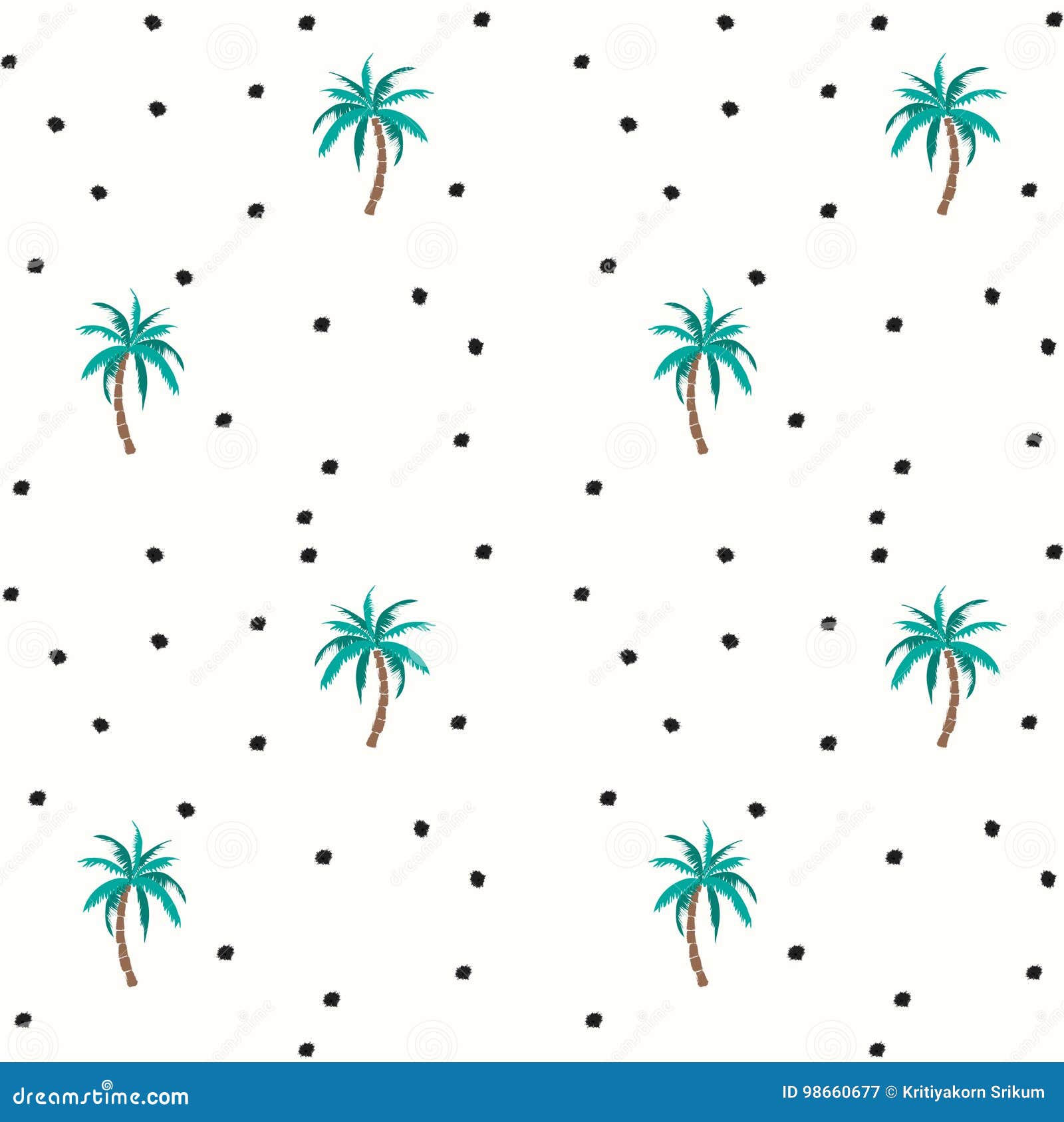Palm Trees and Coconuts Seamless Pattern with Polka Dots. Stock ...