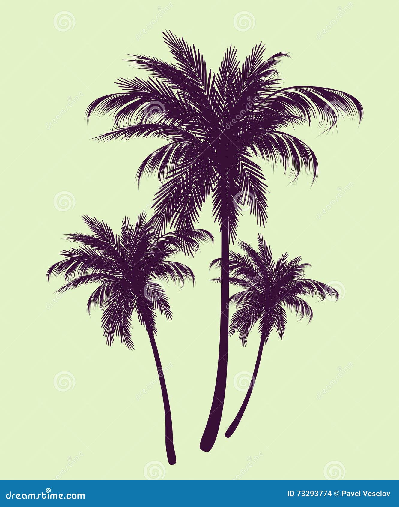 Palm trees in contours stock vector. Illustration of leaf - 73293774