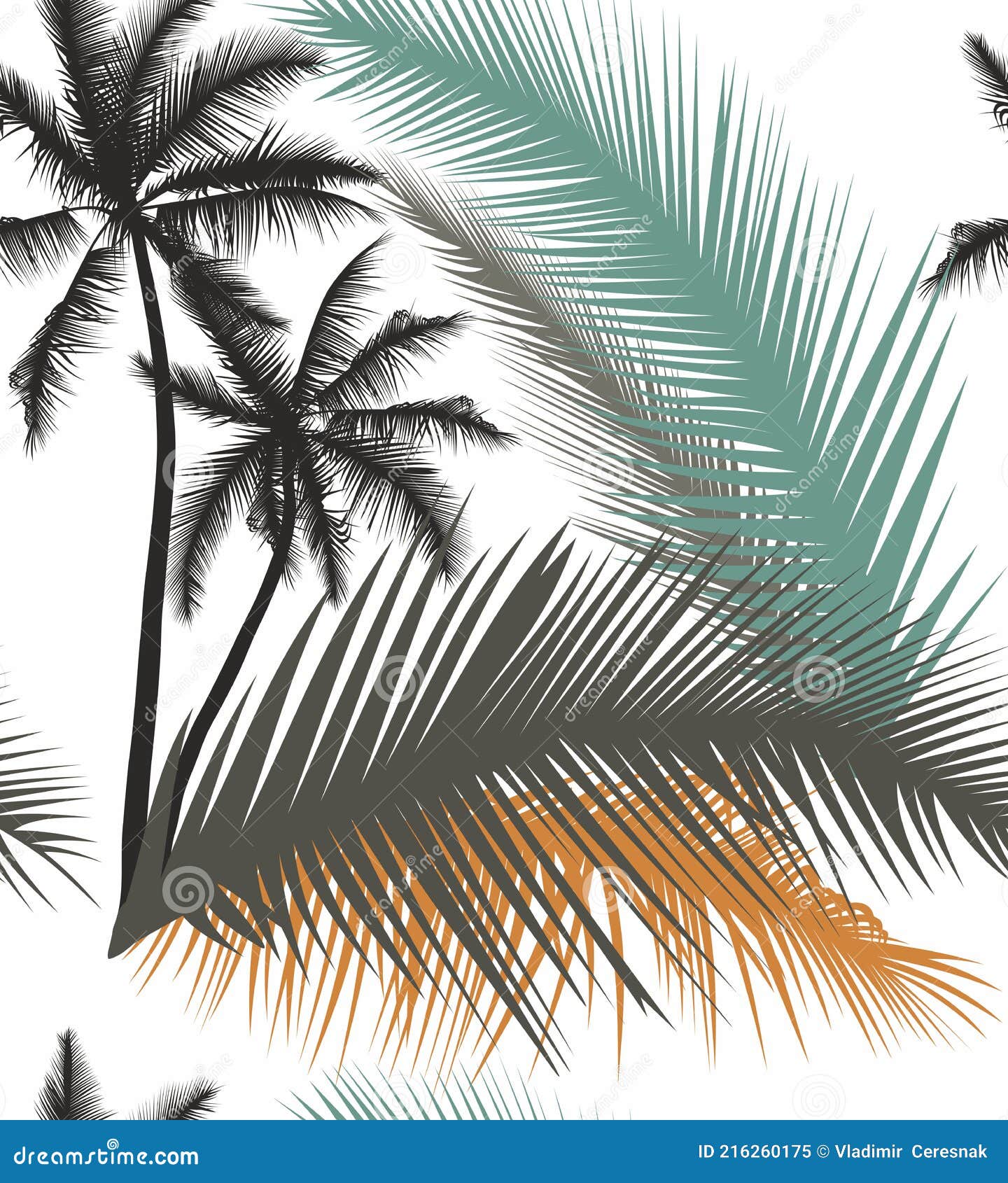 Palm Trees - Design for Textiles Stock Vector - Illustration of outdoor ...