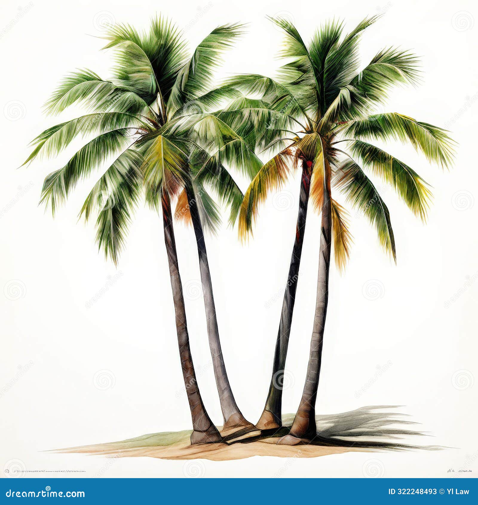 The Palm Trees Have Tall, Slender Trunks and Lush Stock Illustration ...