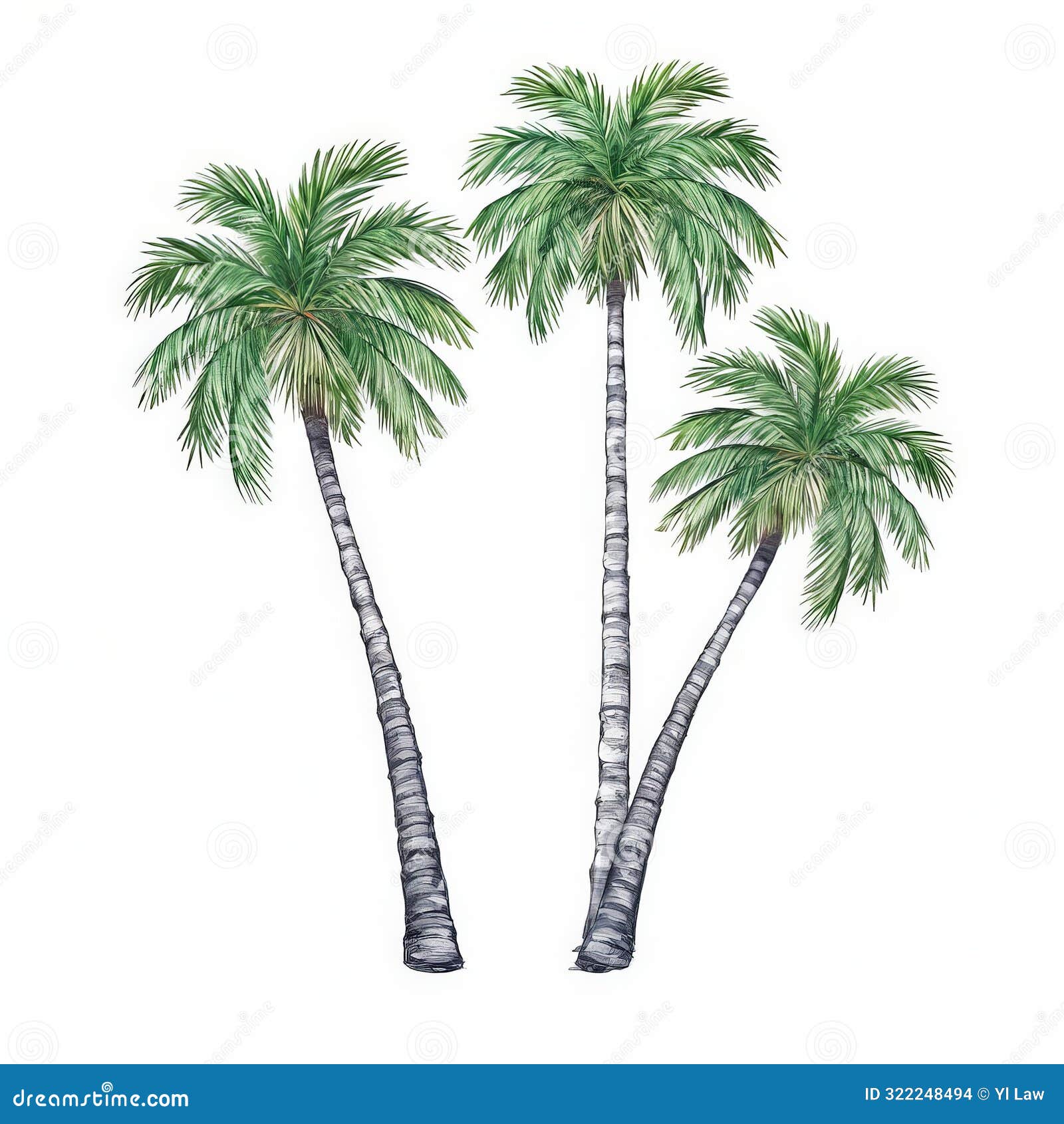 The Palm Trees Have Tall, Slender Trunks and Lush Stock Illustration ...