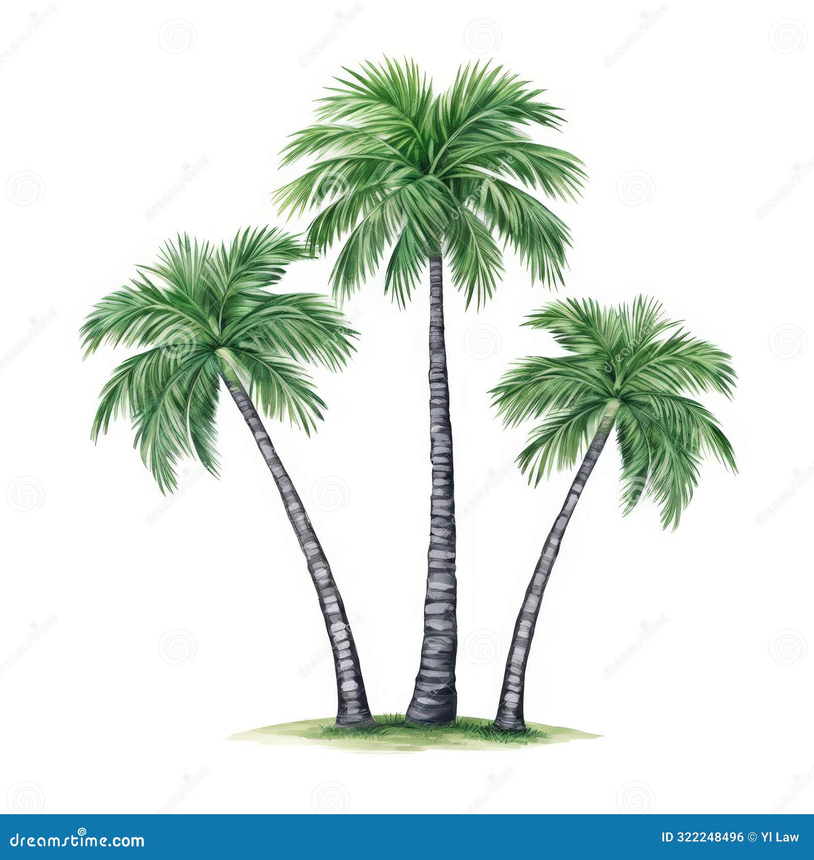 The Palm Trees Have Tall, Slender Trunks and Lush Stock Illustration ...