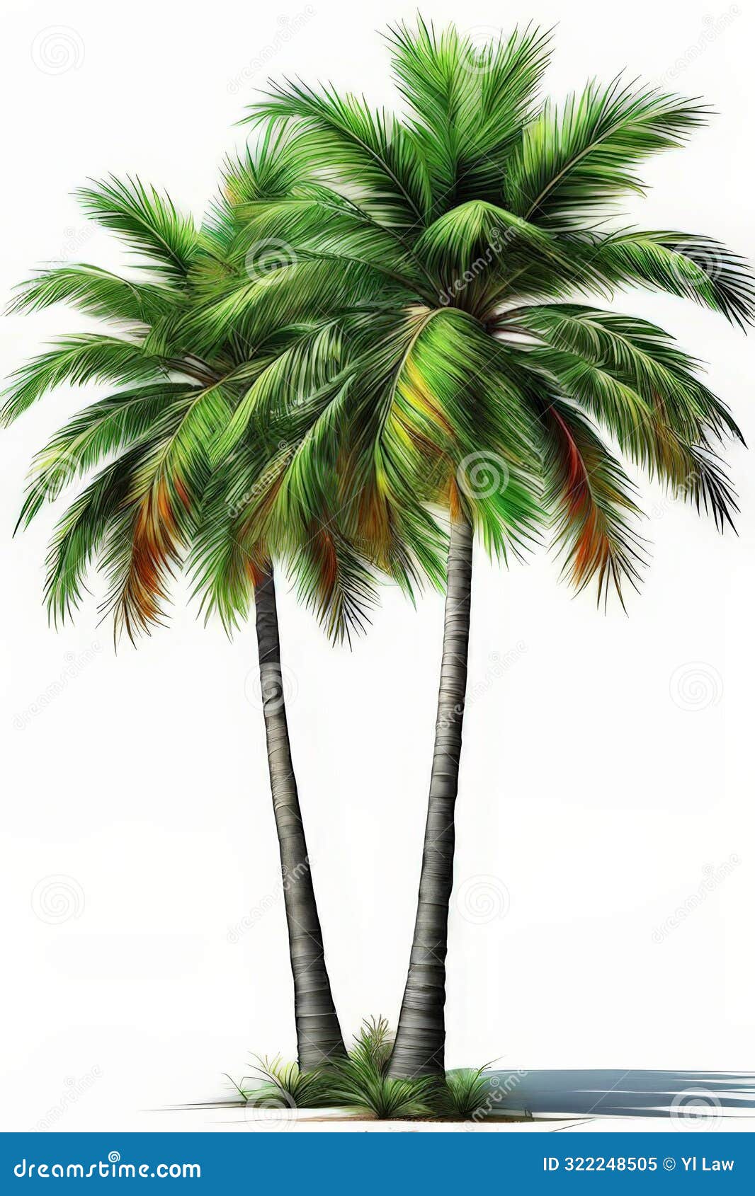 The Palm Trees Have Tall, Slender Trunks and Lush Stock Illustration ...