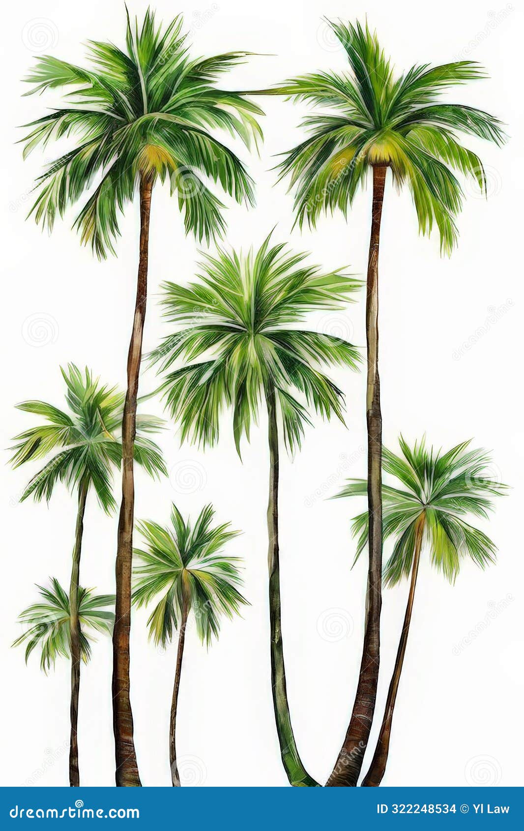 The Palm Trees Have Tall, Slender Trunks and Lush Stock Illustration ...